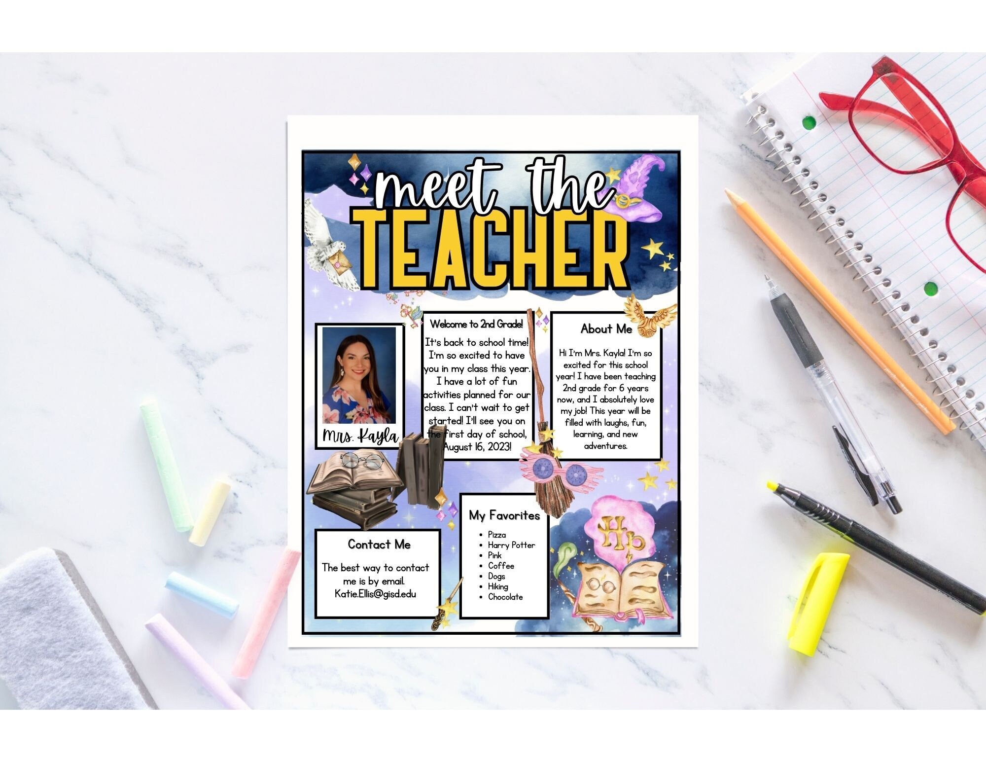 Meet the Teacher Editable Template- Wizard, Magical, Witch, Wand, Books ...