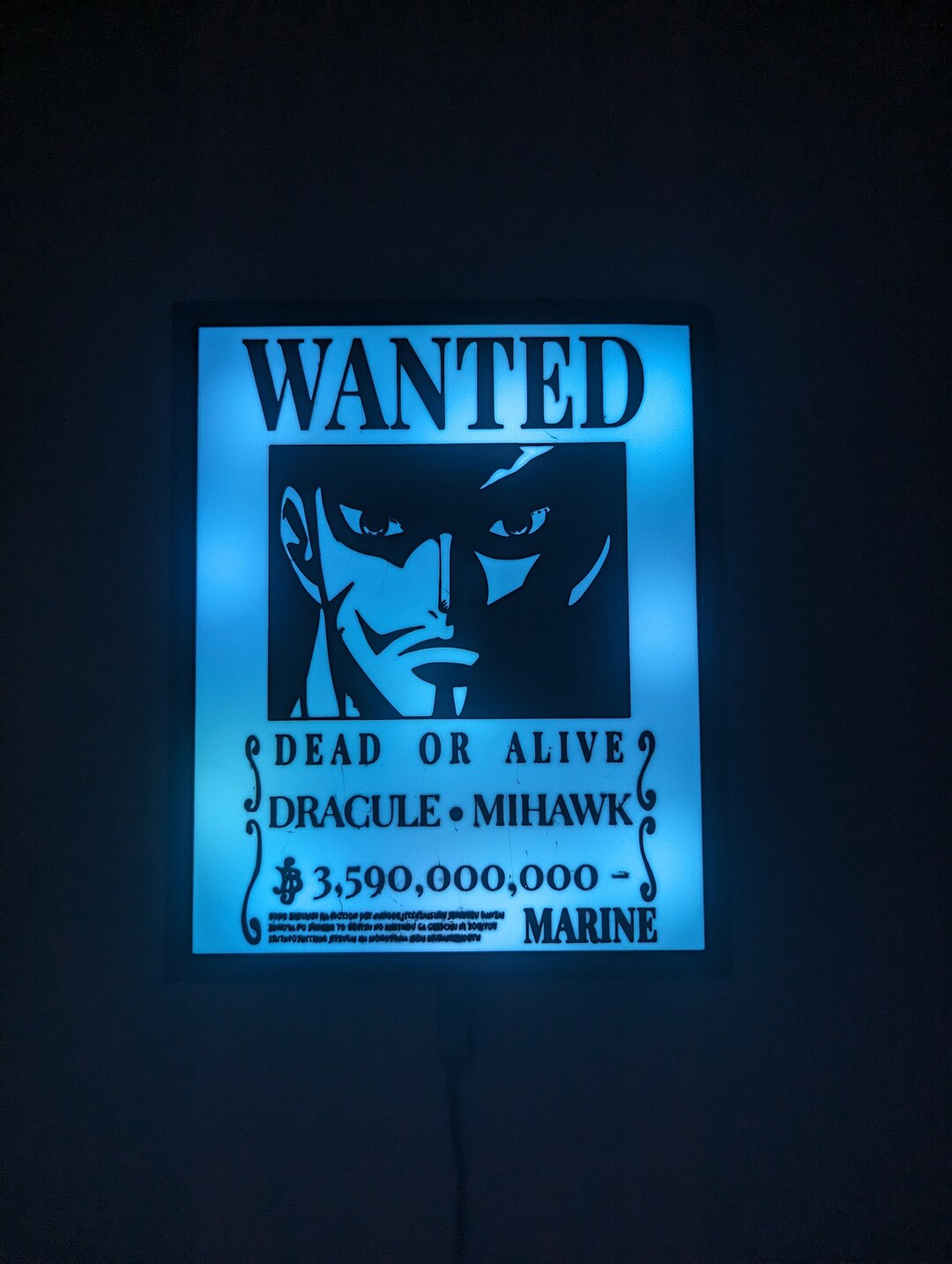 One Piece Dracule Mihawk Wanted Poster LED Light Box Night - Etsy UK