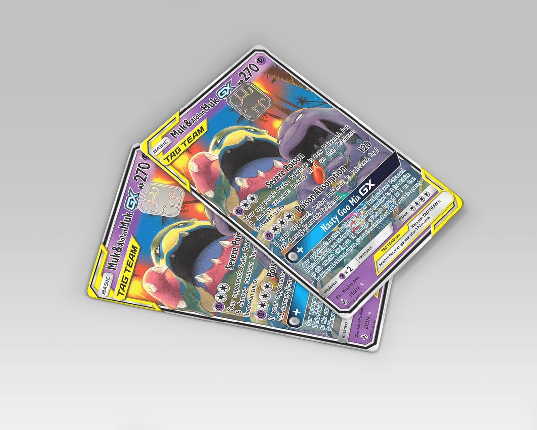 2x Muk and Alolan Muk Tag Team Pokemon Card Skin for Credit Card Debit ...