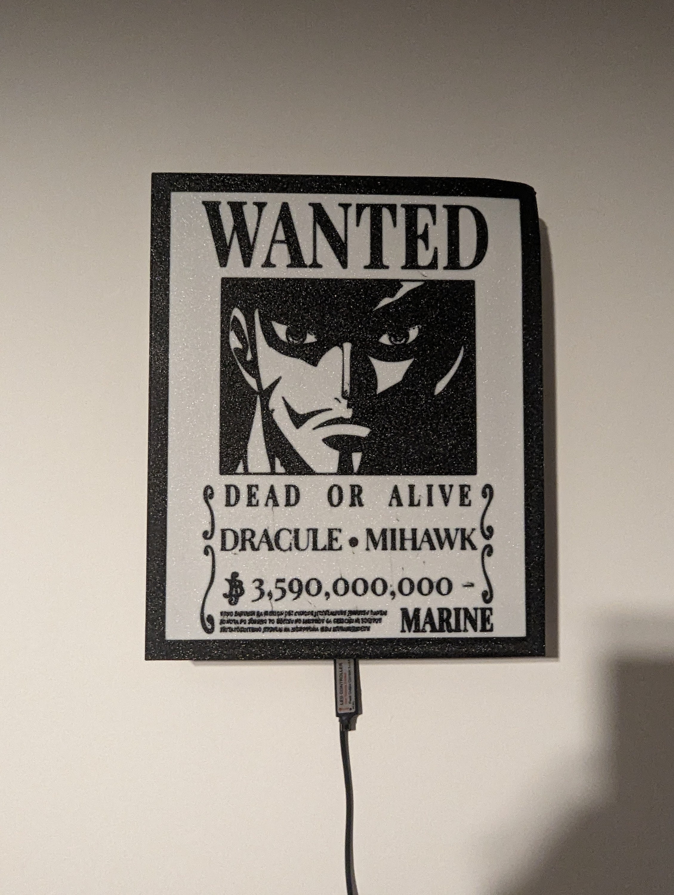 One Piece Dracule Mihawk Wanted Poster LED Light Box Night - Etsy