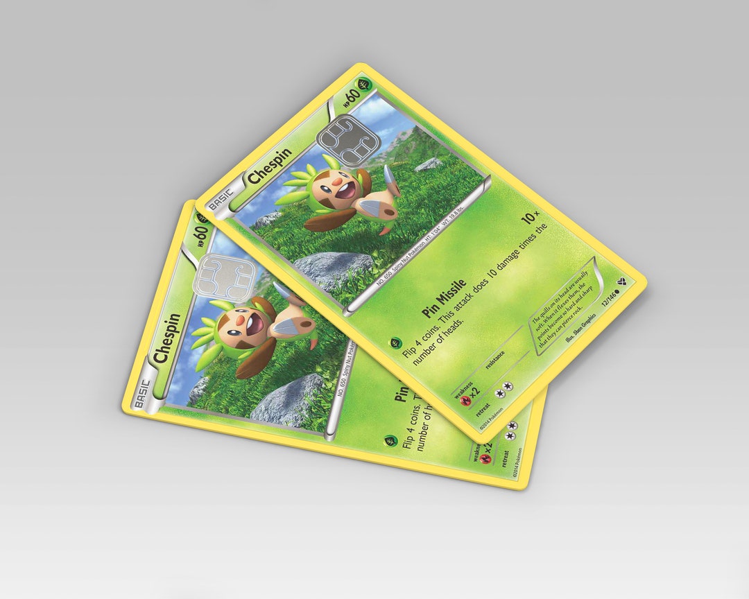 2x Chespin Pokemon Card Skin for Credit Card Debit Card Sticker Travel ...