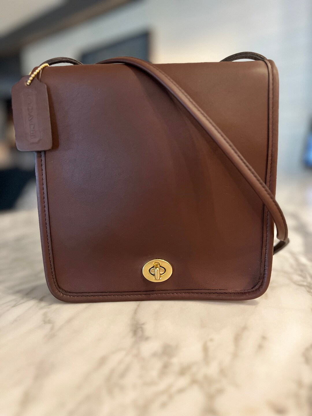 Vintage COACH Brown Leather 9620 Compact Pouch Messenger Bag - Etsy