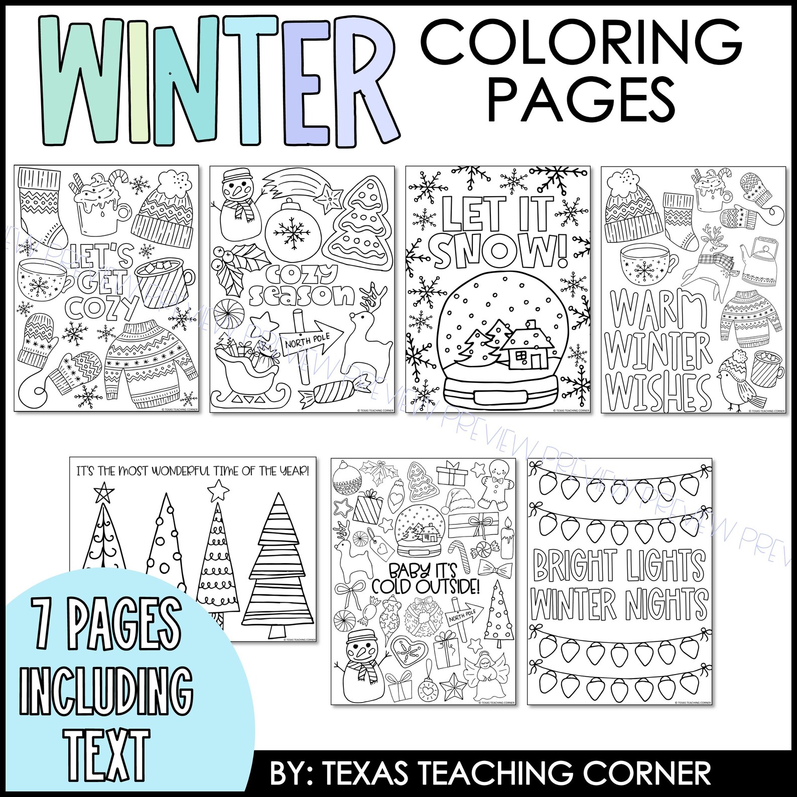 Winter Coloring Pages | Christmas Coloring Activity - Etsy
