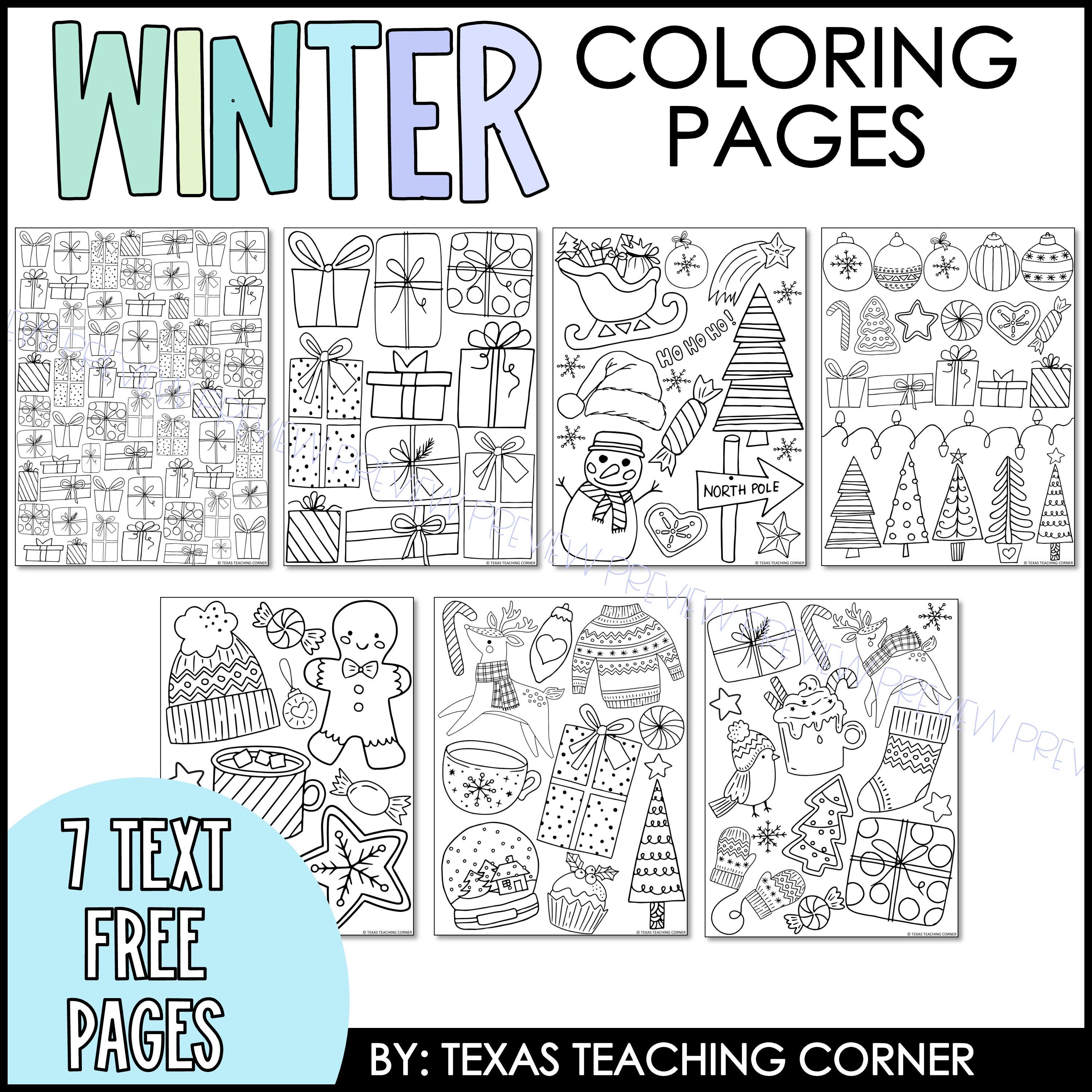 Winter Coloring Pages | Christmas Coloring Activity - Etsy