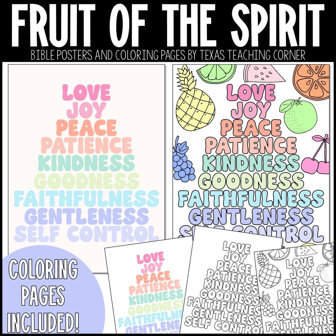 FRUITS of the SPIRIT Bible Posters and Coloring Sheets | Christian ...