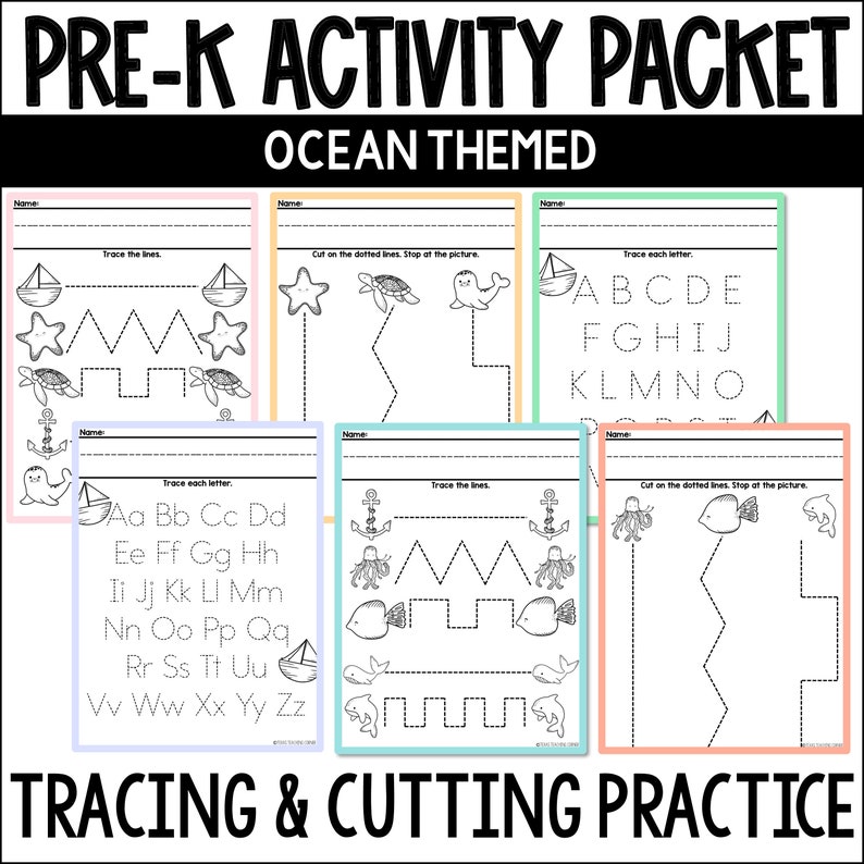 Prek Summer Packet | Prek Ocean Worksheets | Prek Packet | Ocean Themed ...