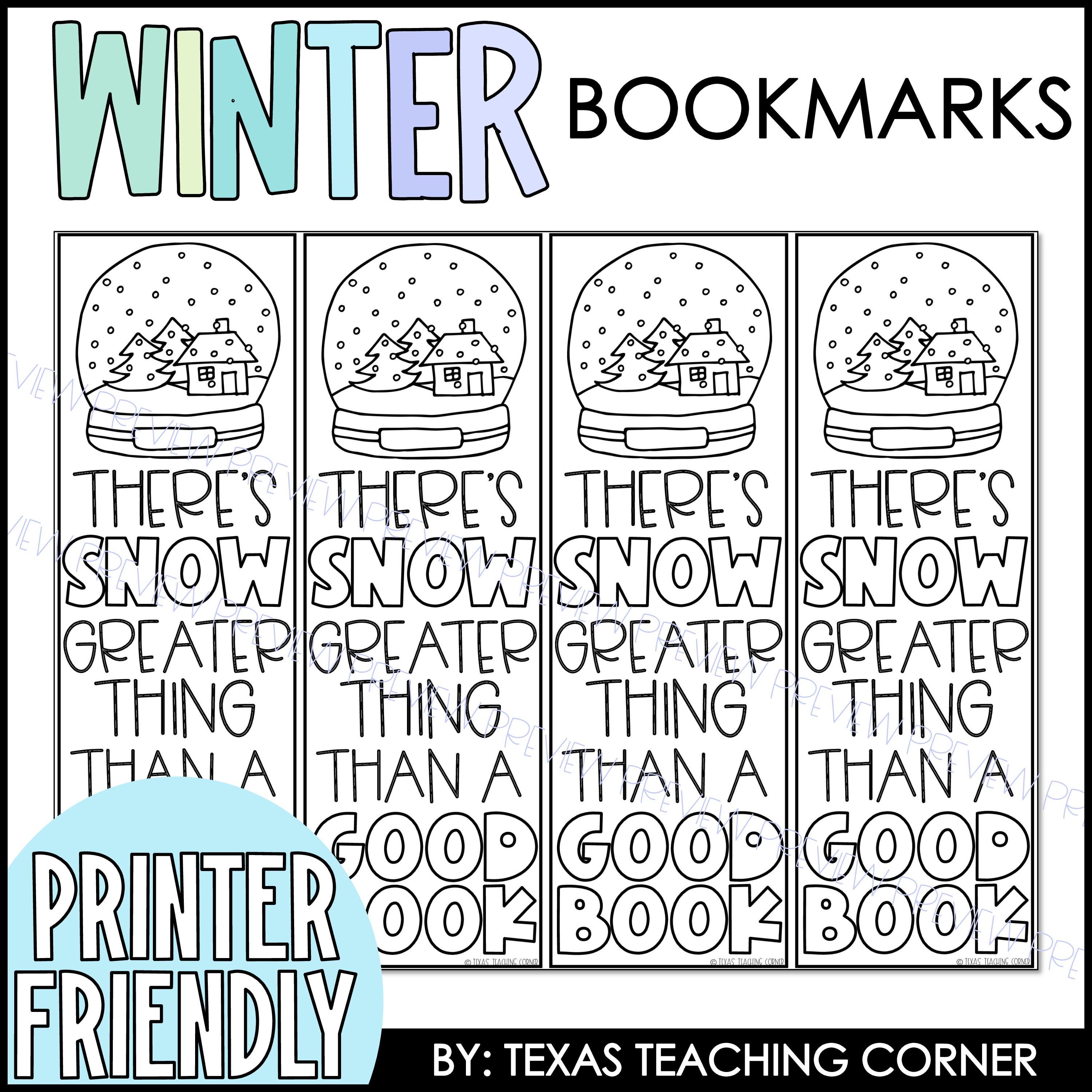 Winter Bookmarks | Winter Coloring Pages | Winter Craft - Etsy