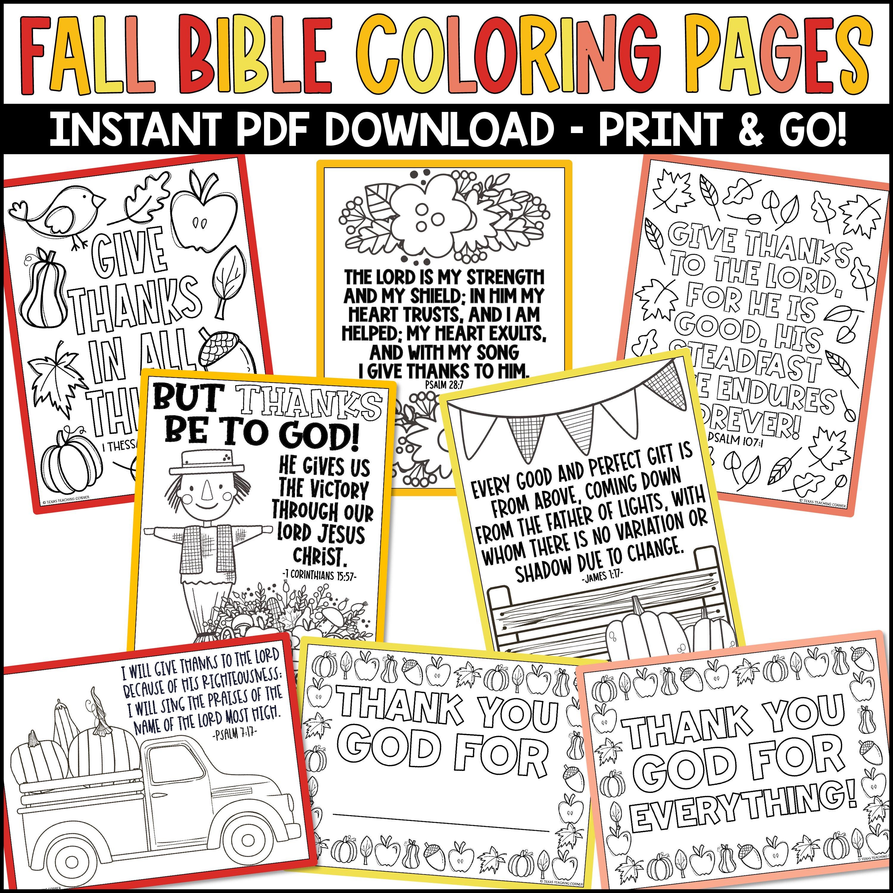 Fall Bible Verse Coloring Pages | Sunday School Activity (10 Pages) - Etsy