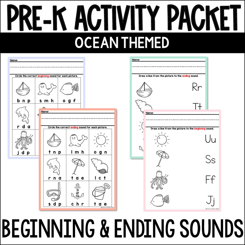 Prek Summer Packet | Prek Ocean Worksheets | Prek Packet | Ocean Themed ...