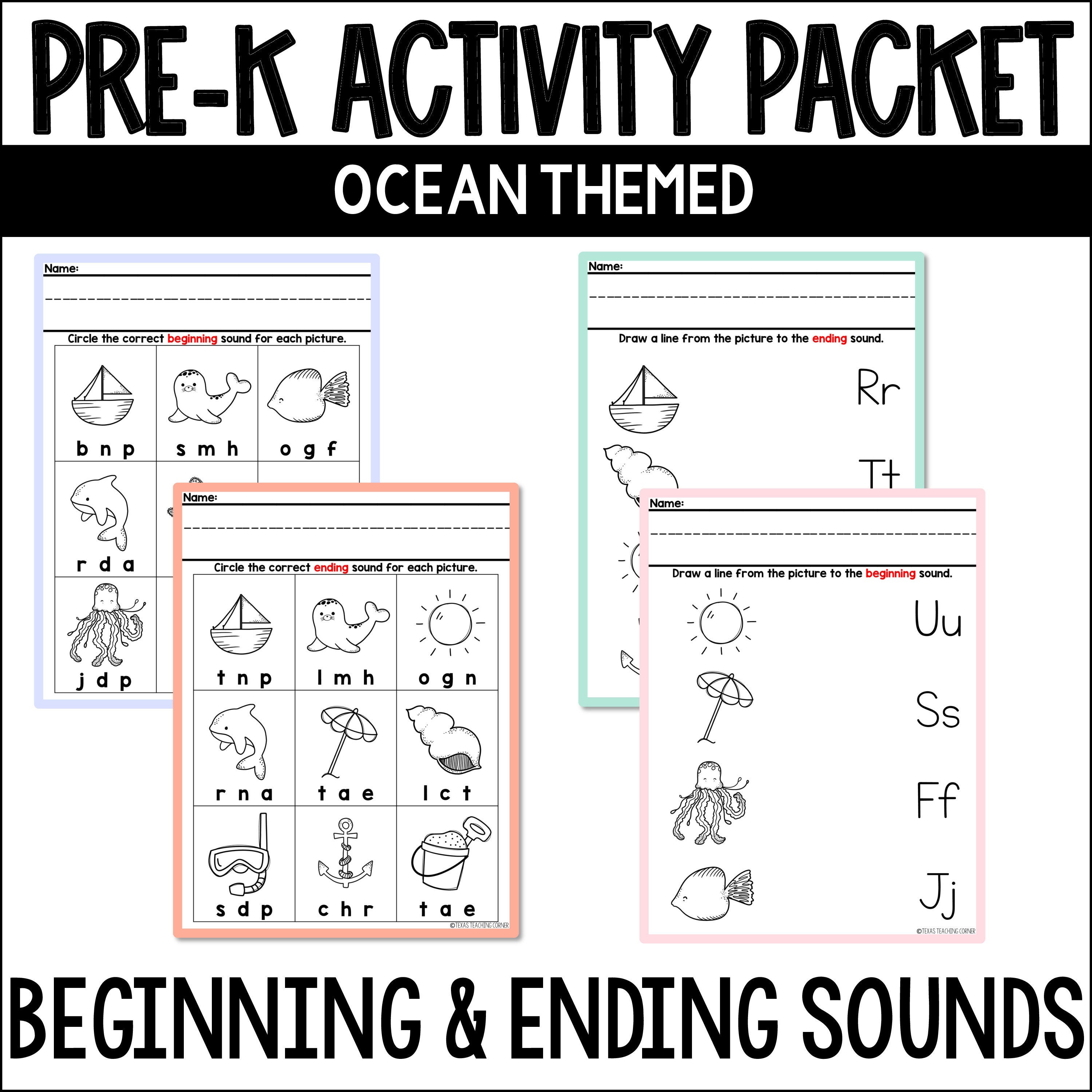 Prek Summer Packet | Prek Ocean Worksheets | Prek Packet | Ocean Themed ...