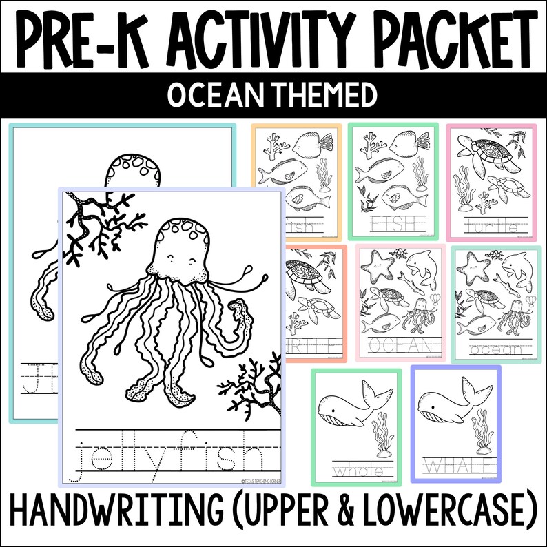 Prek Summer Packet | Prek Ocean Worksheets | Prek Packet | Ocean Themed ...
