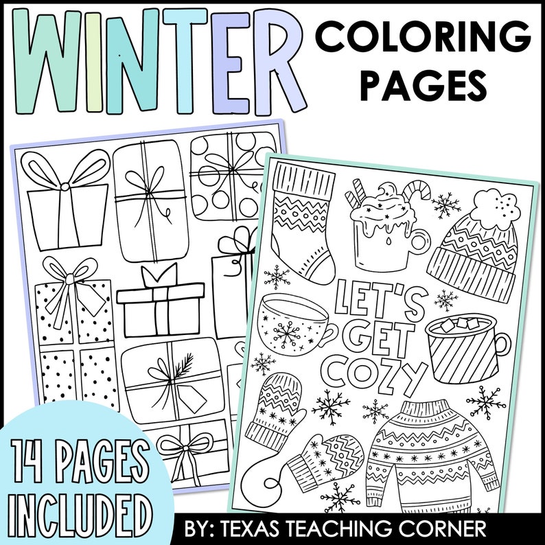 Winter Coloring Pages | Christmas Coloring Activity - Etsy