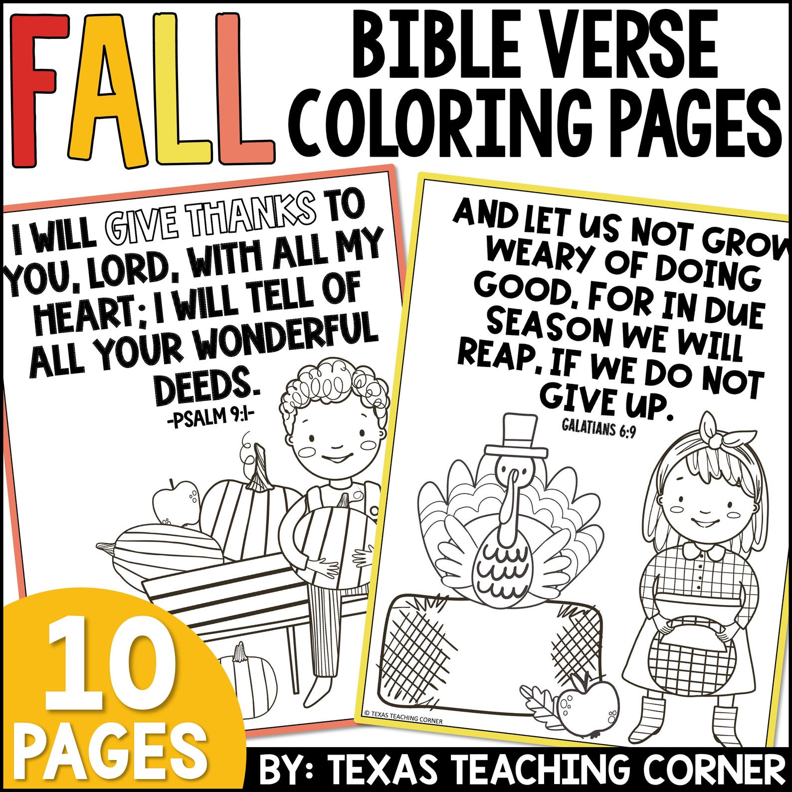 Fall Bible Verse Coloring Pages | Sunday School Activity (10 Pages) - Etsy