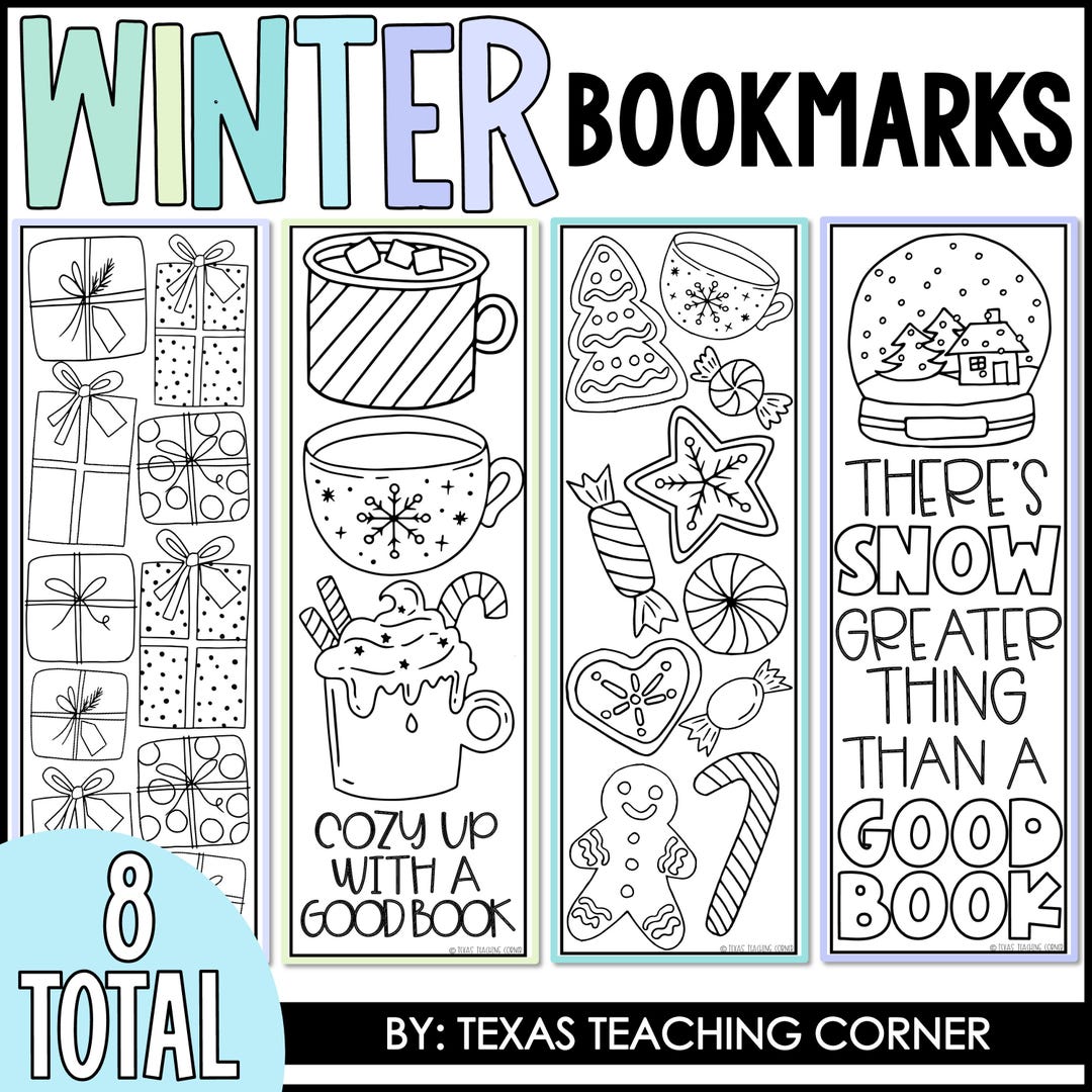 Winter Bookmarks | Winter Coloring Pages | Winter Craft - Etsy
