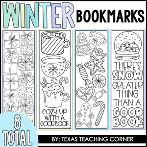 Winter Bookmarks | Winter Coloring Pages | Winter Craft - Etsy