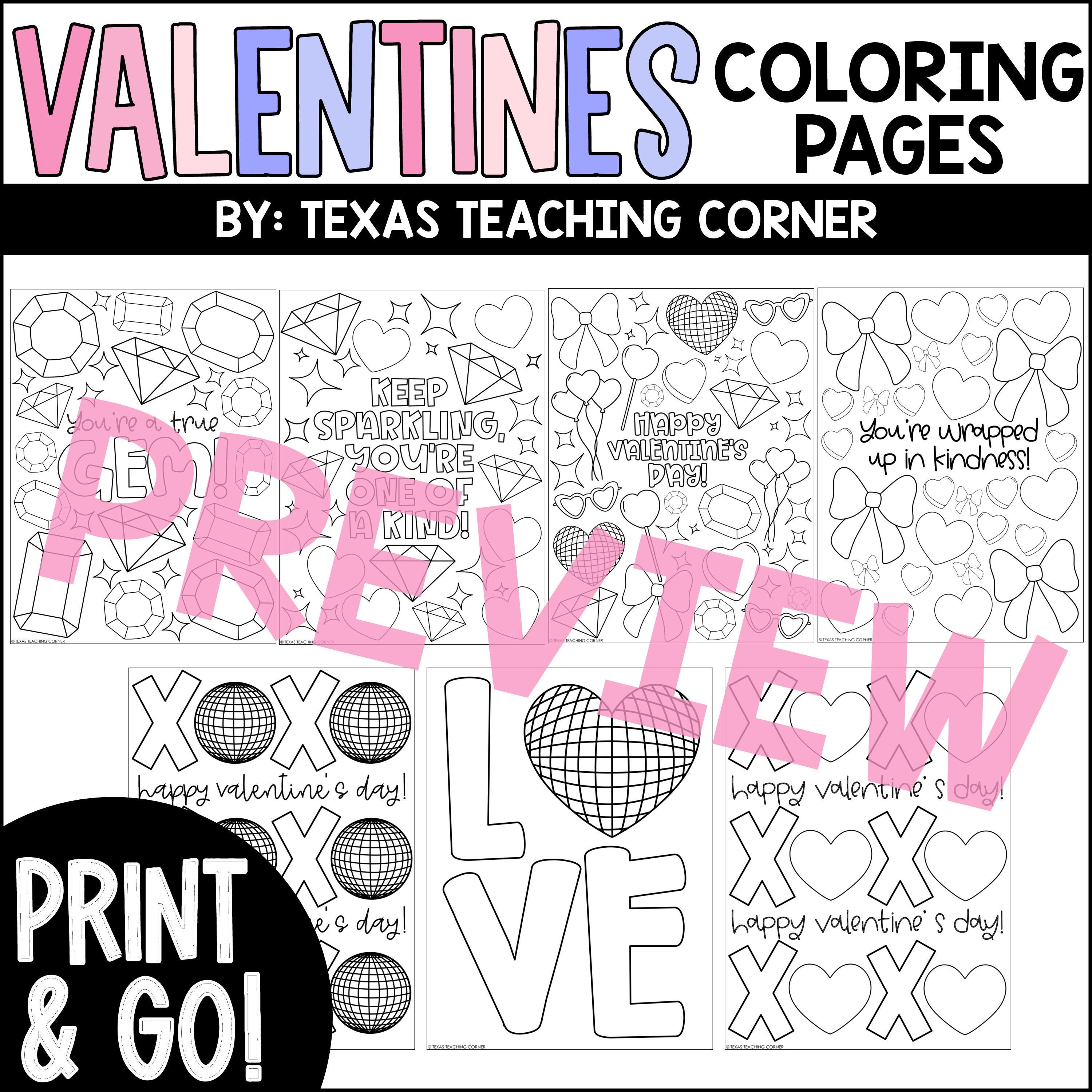 Valentine's Day Coloring Pages | Classroom Party Activity (PDF Download ...