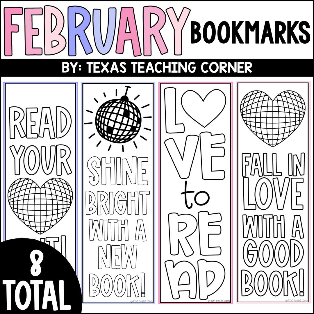 Valentine's Day Coloring Bookmarks | Printable Student Gift (PDF ...
