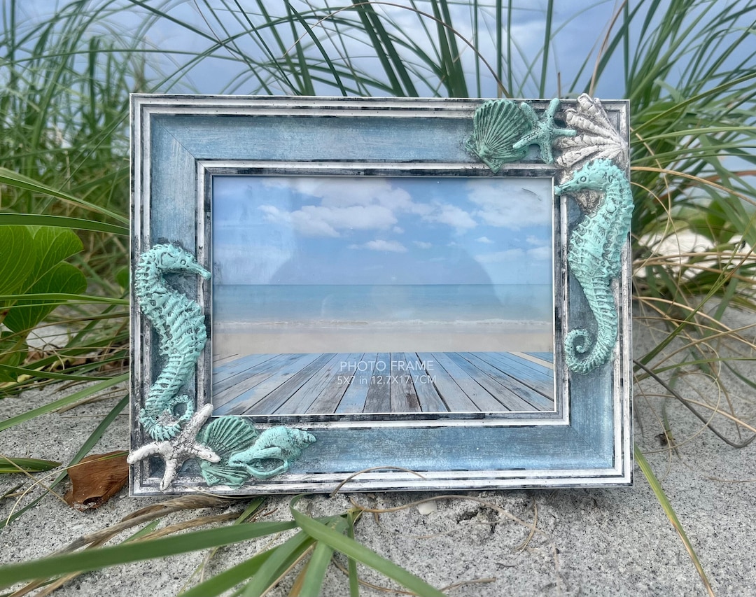 Coastal Picture Frame for 5x7 Horizontal Photograph, Light Coastal ...