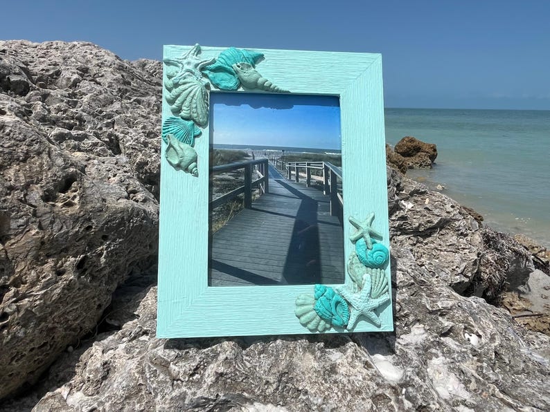 Sky Blue Coastal 5X7 Picture Frame With Ocean Hues - Etsy