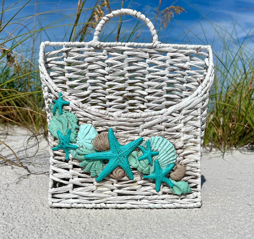 Beachy, Coastal Basket With Handle - Etsy
