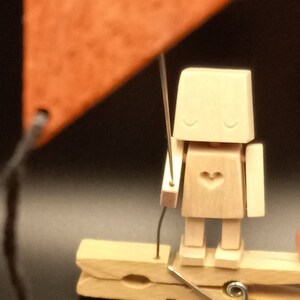 Tiny Robot Clothespin Automaton Flying a Kite (it Pulls on the Kite ...