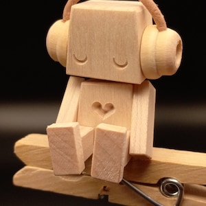 Tiny Wooden Robot Automaton (it Bobs It Head When You Squeeze the ...