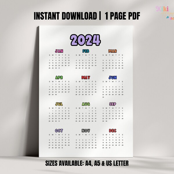 Yearly Calendar - Etsy