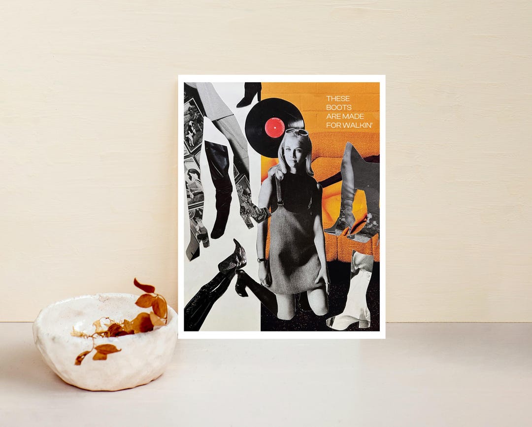 Fashion Boots Art Print: Retro Collage Poster - Etsy