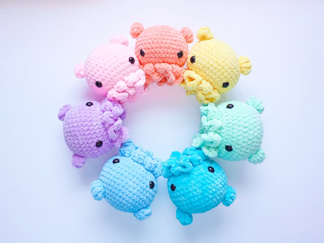 Dumbo / Bunny Octopus Crochet Plushie | Pastel Crochet "cuddle Fish ...