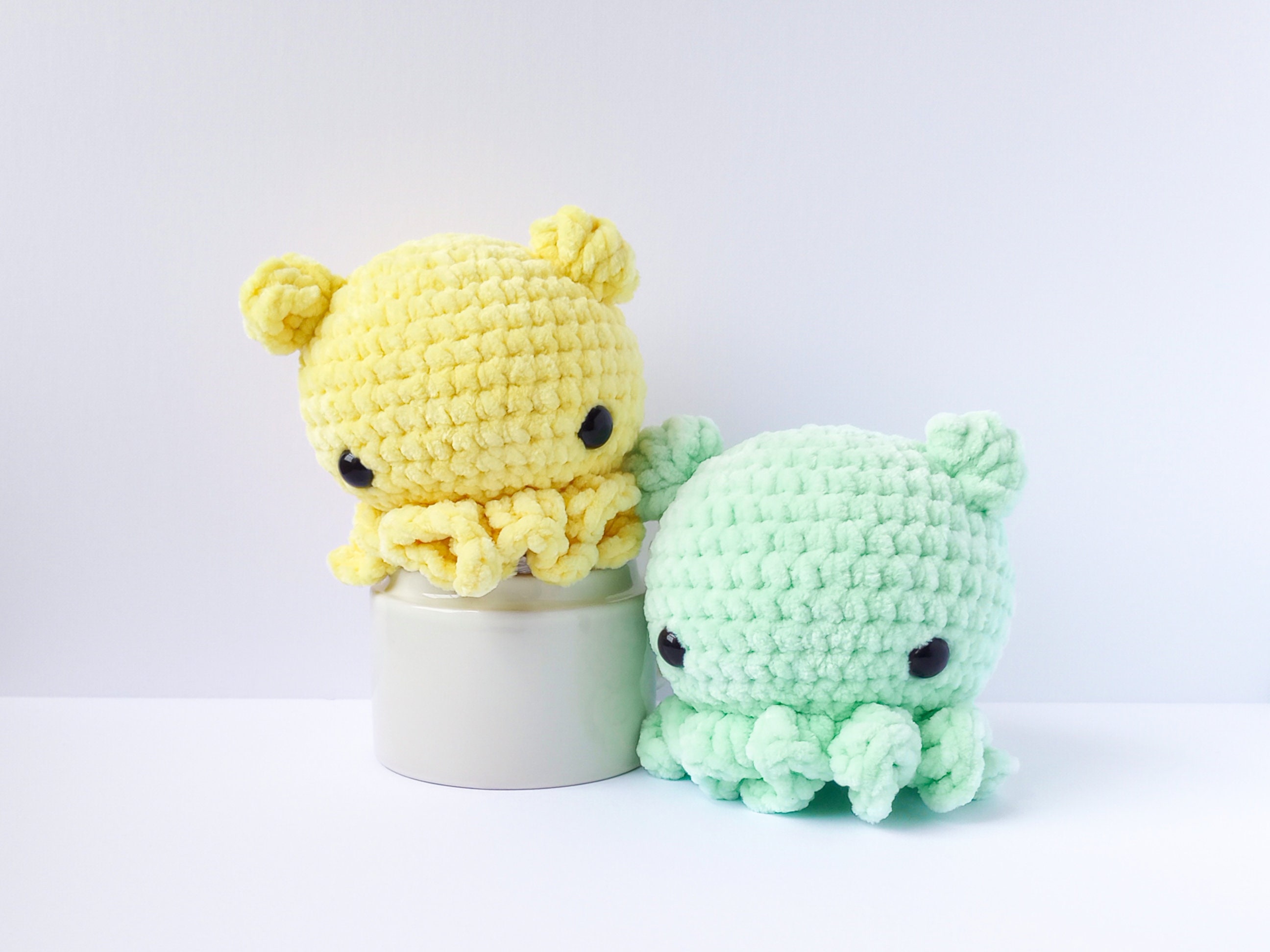 Dumbo / Bunny Octopus Crochet Plushie | Pastel Crochet "cuddle Fish ...