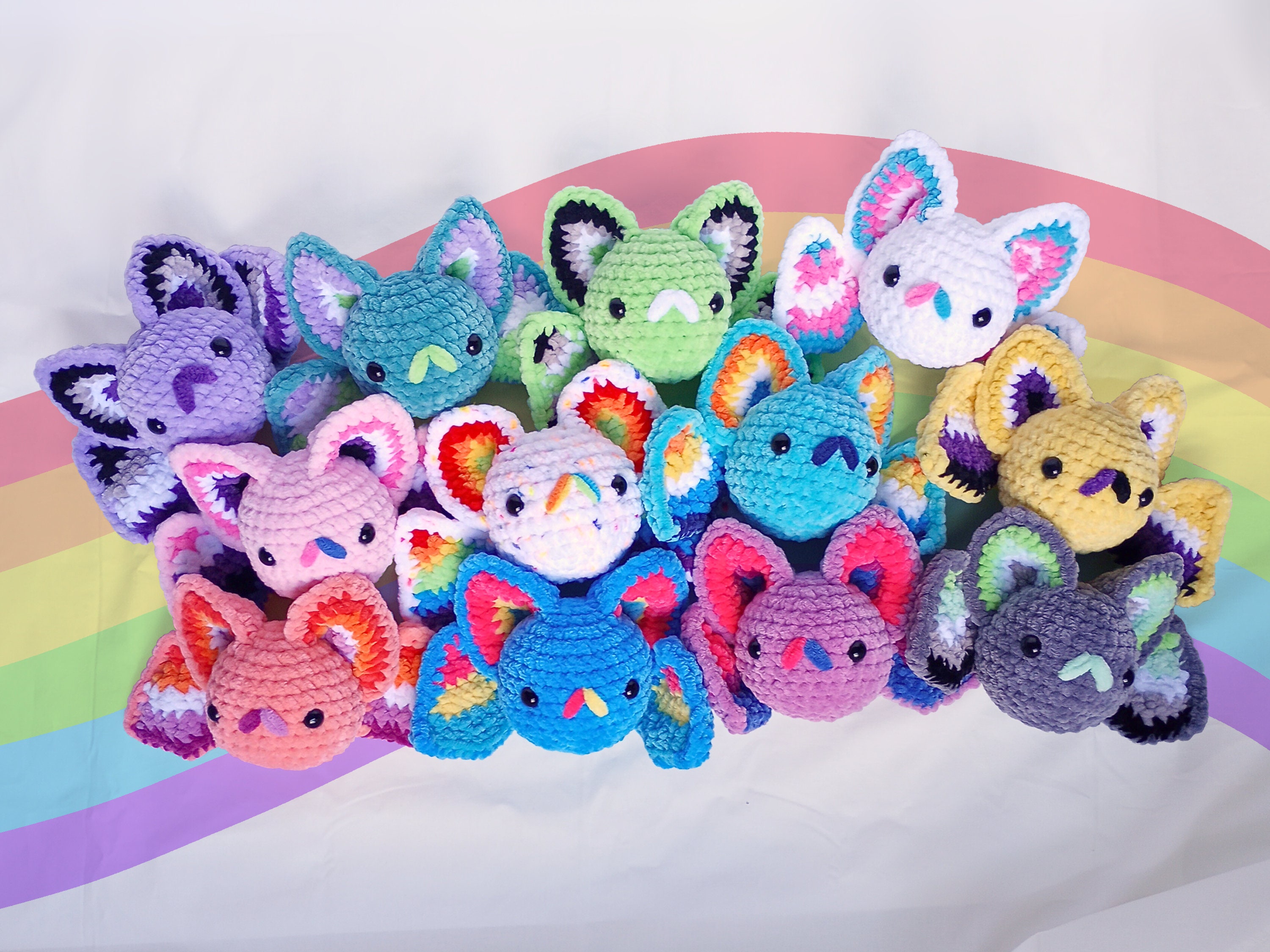 Pride Bat Crochet Plushies Customizable Lgbtq Flag Design Lesbian