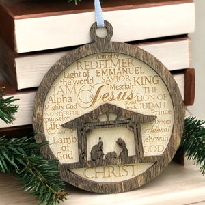 Nativity Christmas Ornament With Nativity Scene and Names of God Laser ...