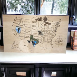 USA Map Laser Cut File, Travel Map Laser File, USA Sales Map With ...