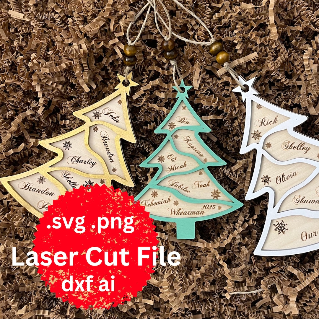 Laser Cut File. Custom Family Christmas Ornament, Personalized ...