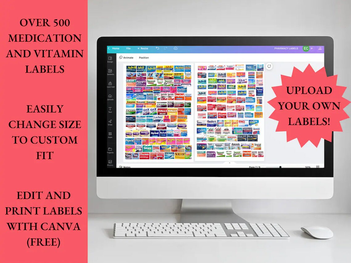 Pocket Pharmacy Labels, Printable Pill Box Labels, Travel Pill ...