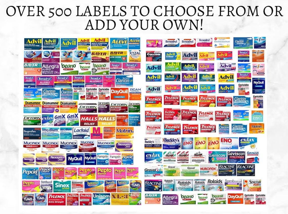 Pocket Pharmacy Labels, Printable Pill Box Labels, Travel Pill ...