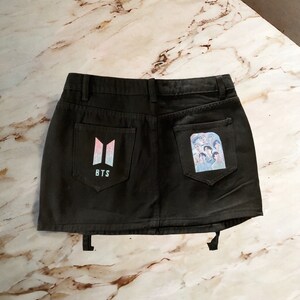 BTS Black Flap Pockets Denim Skirt - Etsy