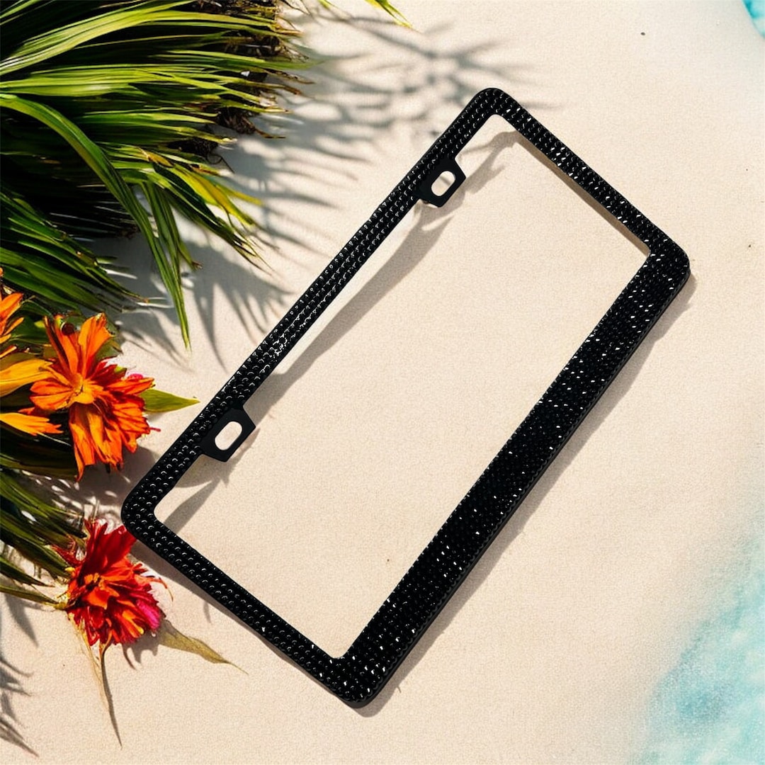 Black Glitter License Frame, License Frames for Cars, Bling License Plate Frame, Car Accessory ...