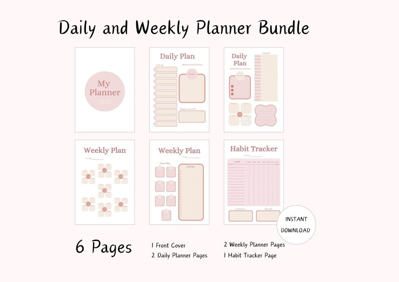 Printable Planner Bundle, Daily Planner, Weekly Planner, Digital ...