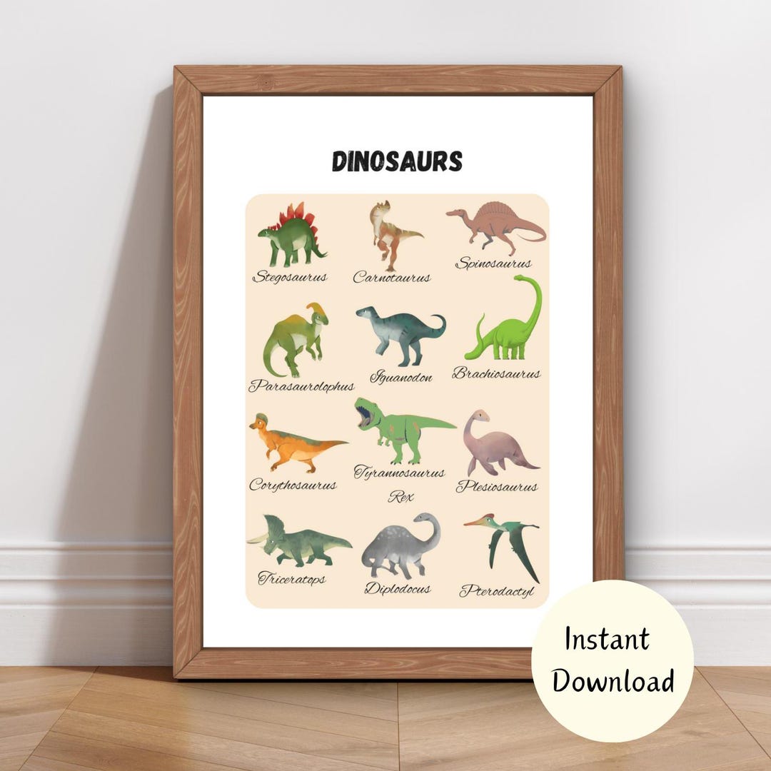 Dinosaur Wall Art | Dinosaur Nursery Print | Dinosaur Themed Room ...
