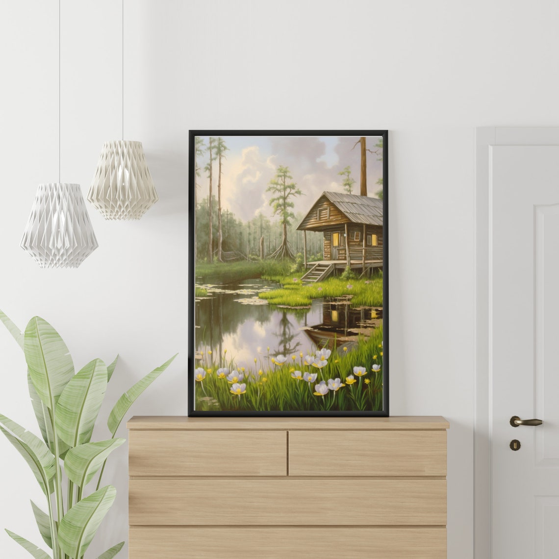 Printable 16x20 Wall Art of a Cajun Cabin in a Serene Swamp Scene ...