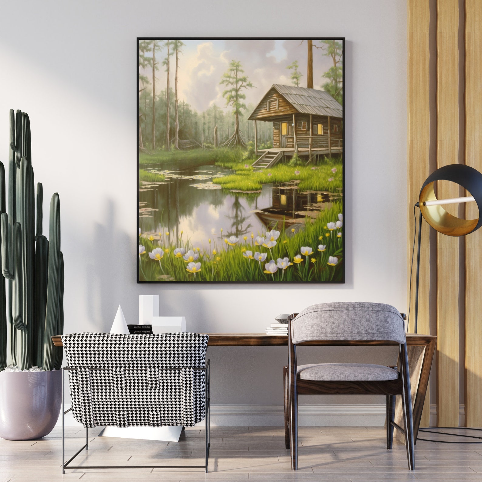 Printable 16x20 Wall Art of a Cajun Cabin in a Serene Swamp Scene ...