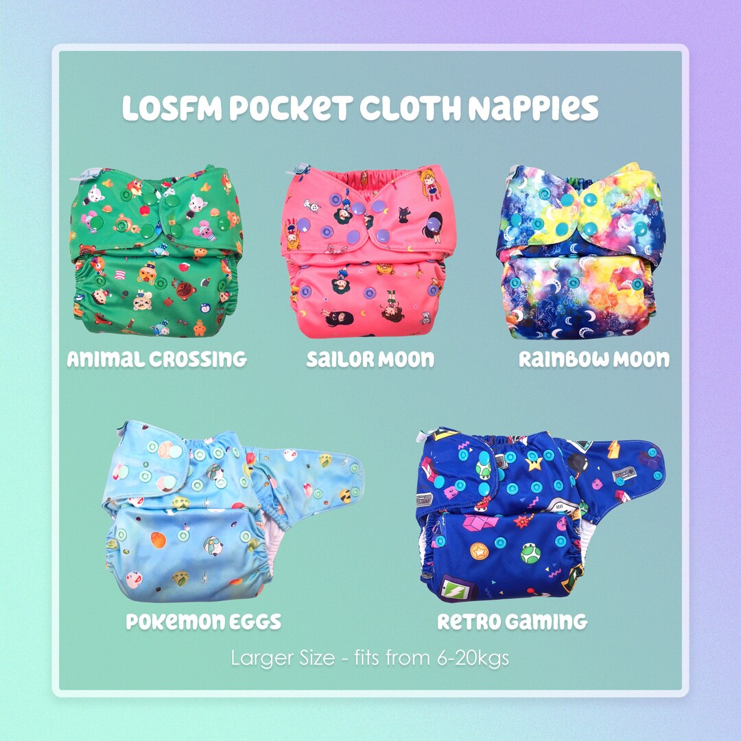 Anime and Gaming Themed Modern Cloth Nappies, MCN, Reusable Diapers ...