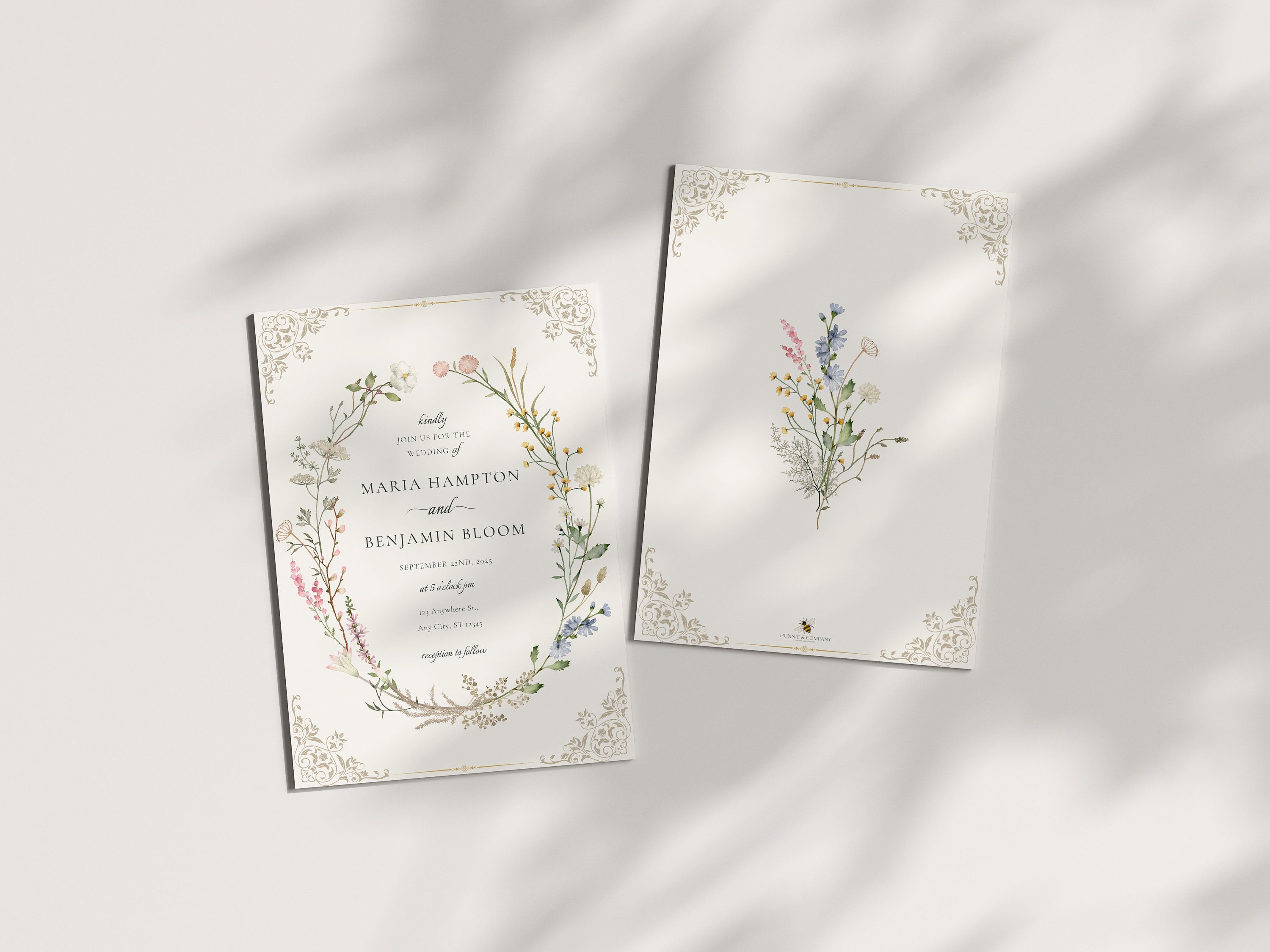 Wildflower Wedding Invitation Template Printable Wedding Invitation ...