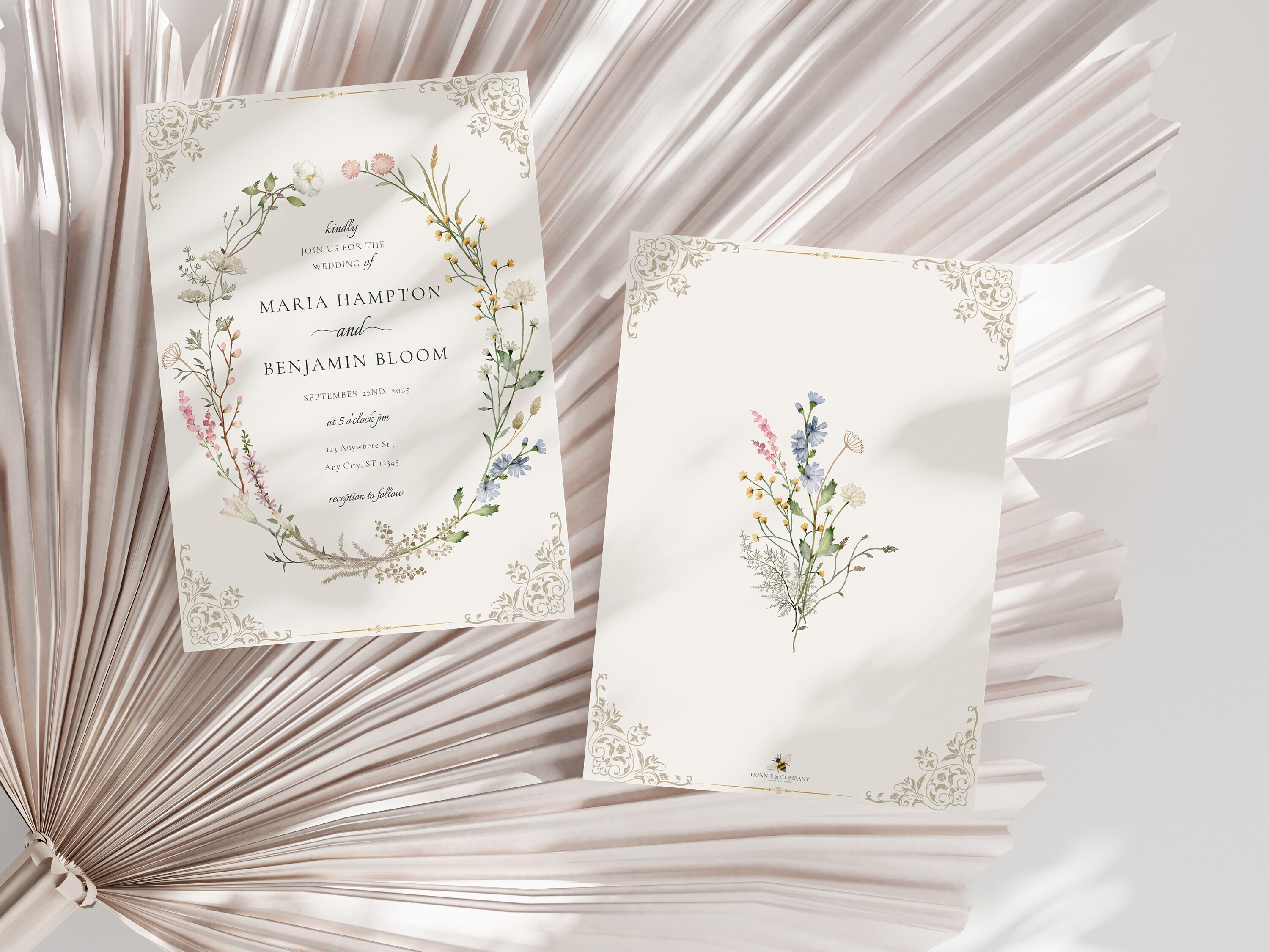 Wildflower Wedding Invitation Template Printable Wedding Invitation ...
