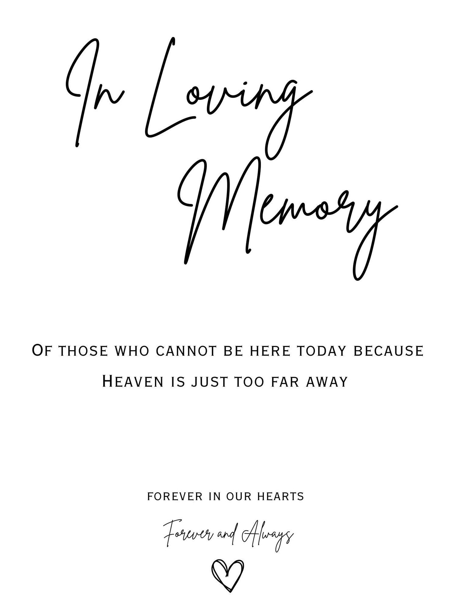 Simple in Loving Memory Sign - Digital Download - in Loving Memory Sign ...