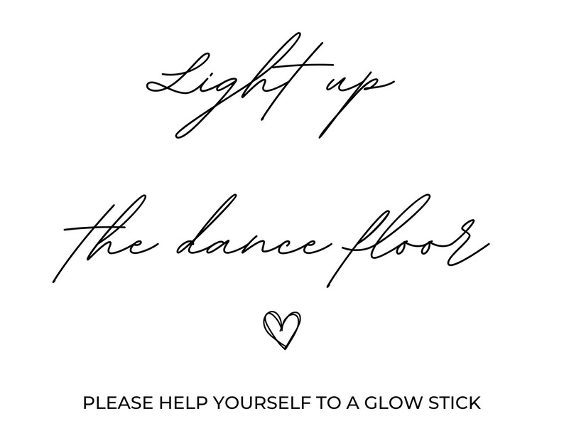 Wedding Glow Sticks Sign - Digital Download Sign - Light up the Dance ...