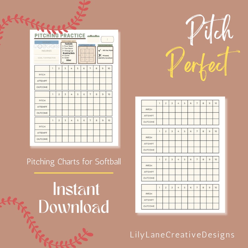Pitch Perfect- Pitching Charts for Softball (mental Health Addition) - Etsy
