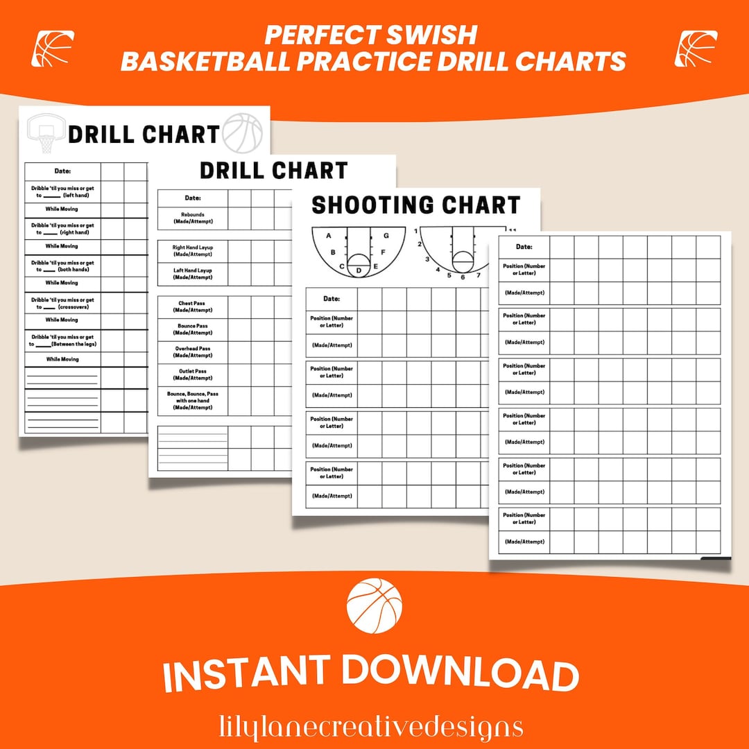 Perfect Swish- Basketball Practice Drill Charts - Etsy