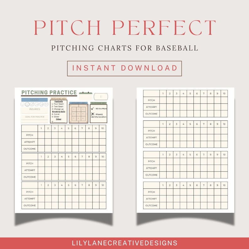 Pitch Perfect- Pitching Charts for Baseball - Etsy